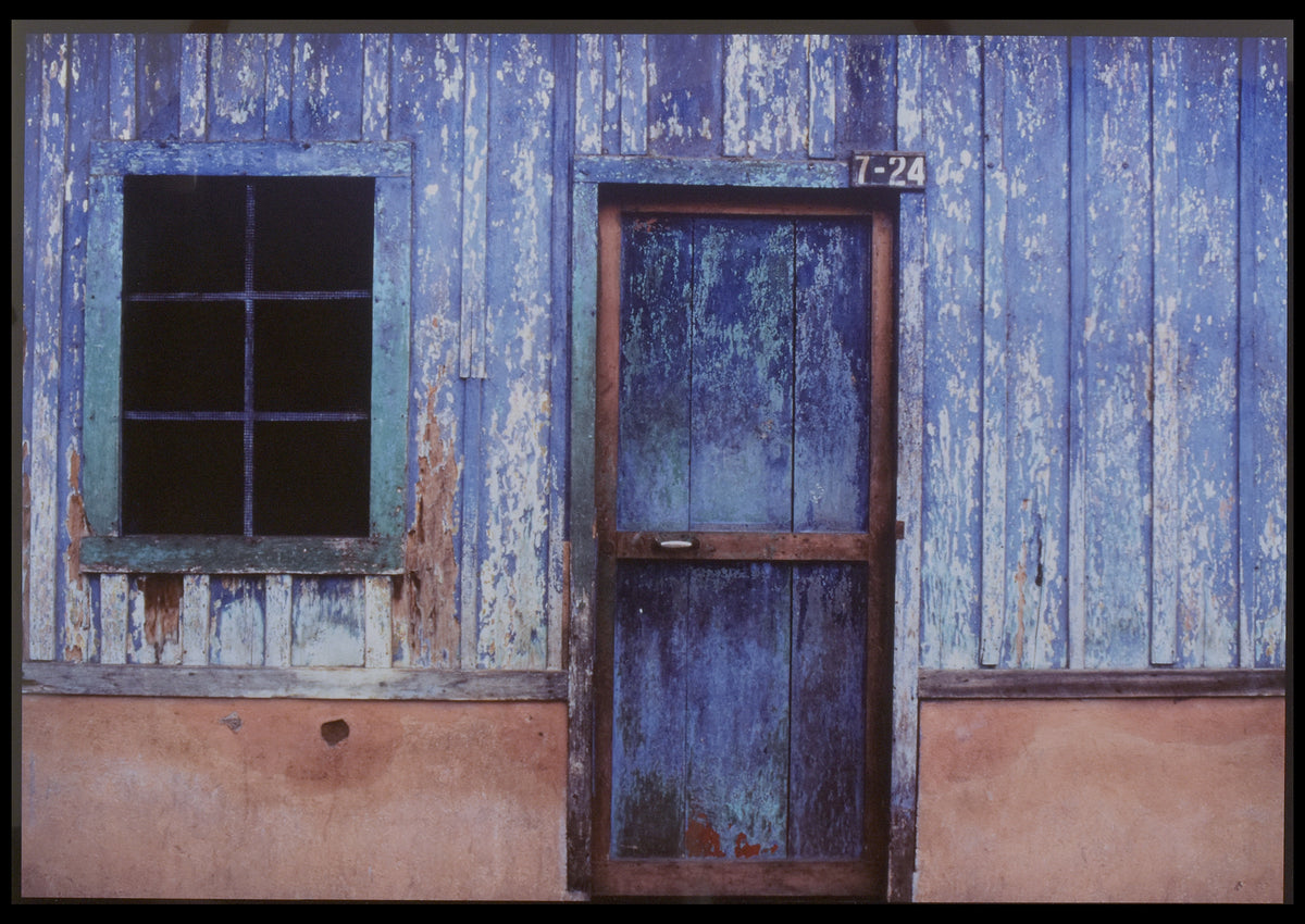 Jeffrey Becom - 1992 Blue Wooden Wall - Guatemala 13"x19.5" Photograph – Russell Levin ...